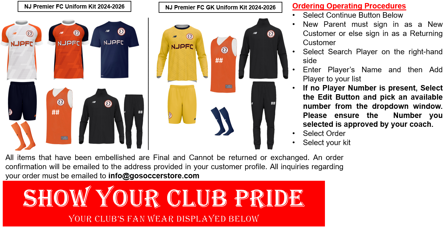 NJ Premier FC - Uniform Helper
