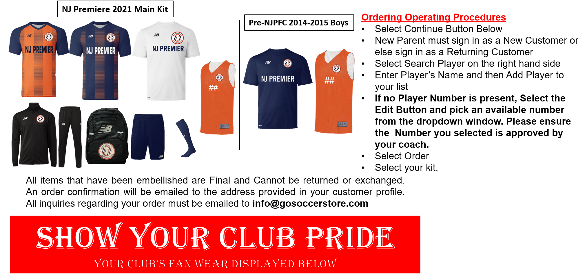 NJ Premier FC - Uniform Helper